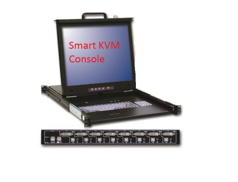 Smart KVM Console 17.3” HD LED display 8 Port DVI KVM Drawer